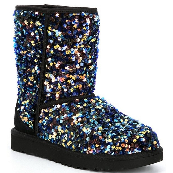 UGG | Shoes | Ugg Black Short Classic Stellar Sequin Boots Last Pair ...